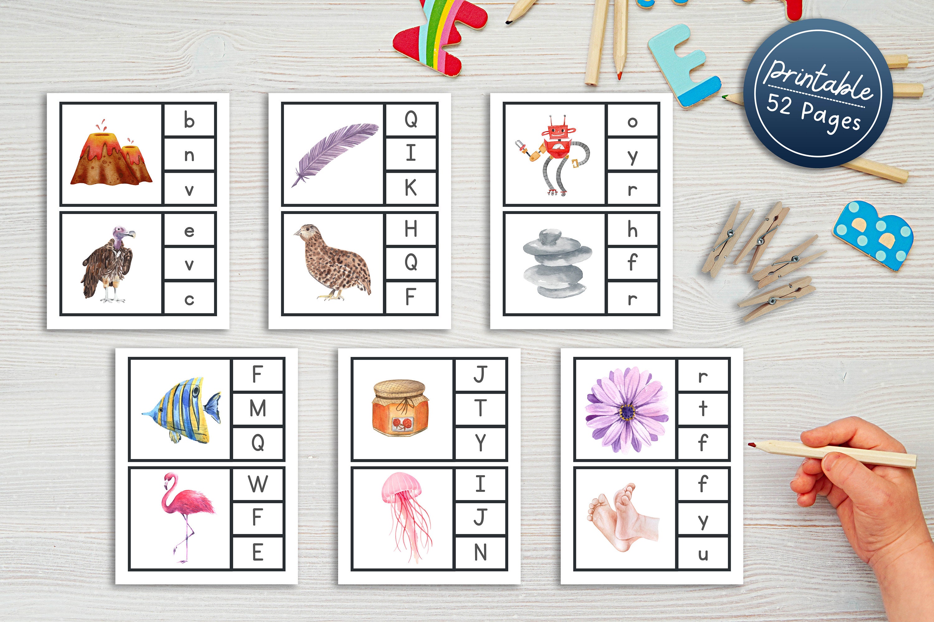 Alphabet Clip Cards | Peg It Flash Cards, Peg It, Clip Cards ...