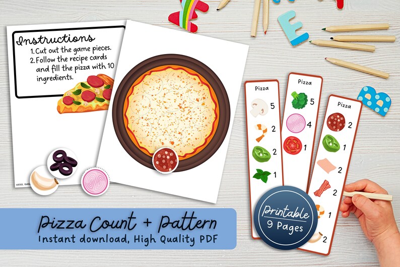 Pizza Recipe Pretend Play | Pre-school Activity Counting Game Match ...