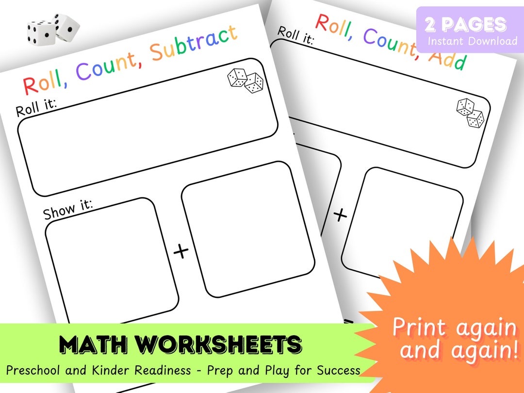 Printable Math Game, Addition Dice Activity, Learning to Count ...