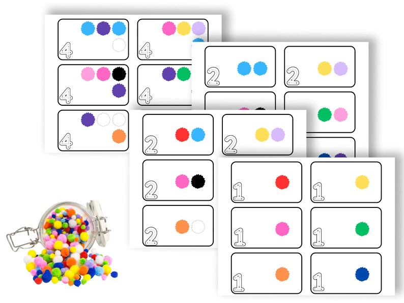 Counting and Color Activity With Pompoms, Numbers 1-10, Matching Colors ...