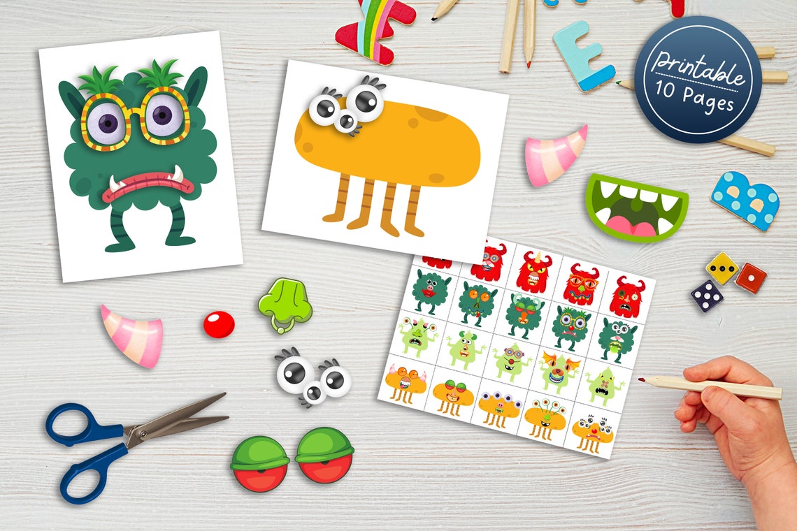 Build a Monster | Cut and Paste Fall Activity Cutting Practice Toddler ...