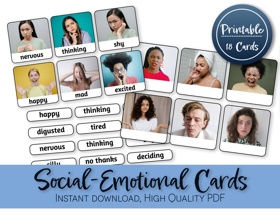Emotion Cards | Social Emotional Home School 3 Part Nomenclature ...