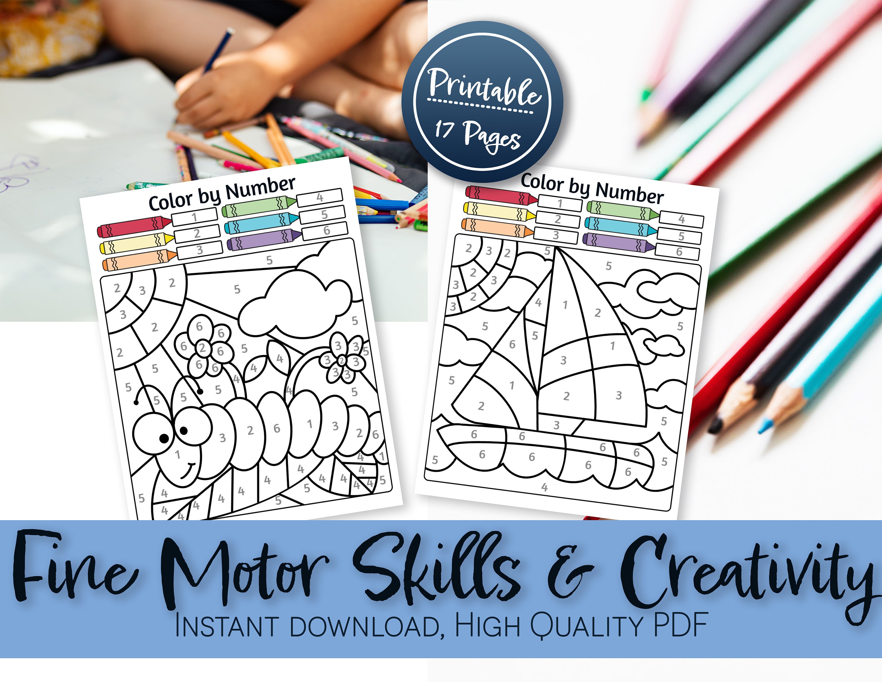 Pre-k Color by Number Printable Worksheet Educational - Etsy Australia