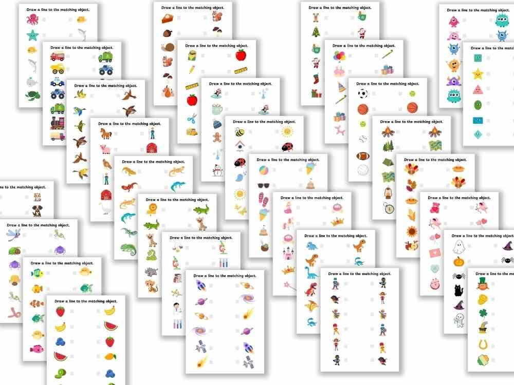 Matching Worksheets | Match the Picture, Kindergarten Preschool ...