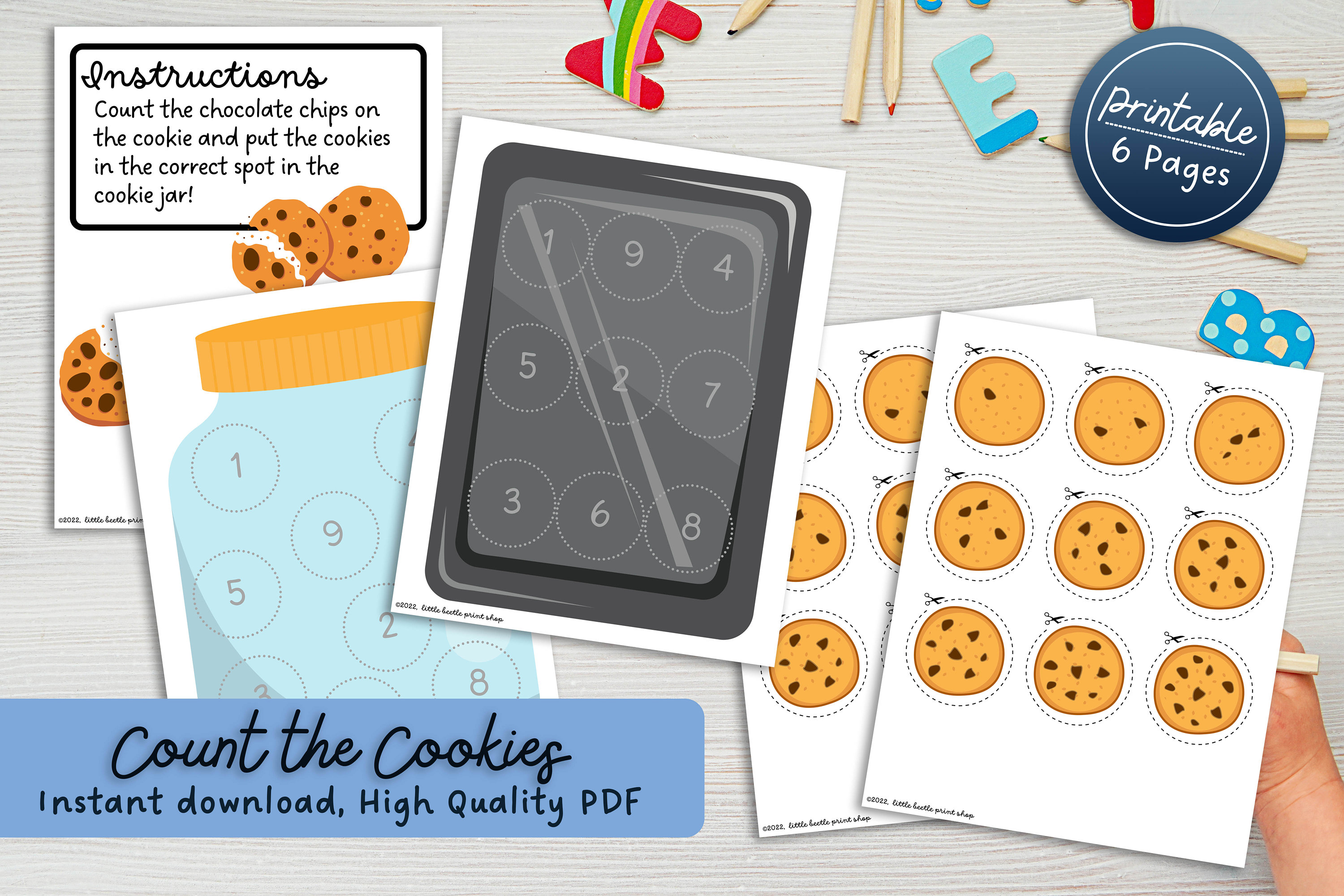 Count the Cookies Math for Kids Pre-school Activities Worksheet ...