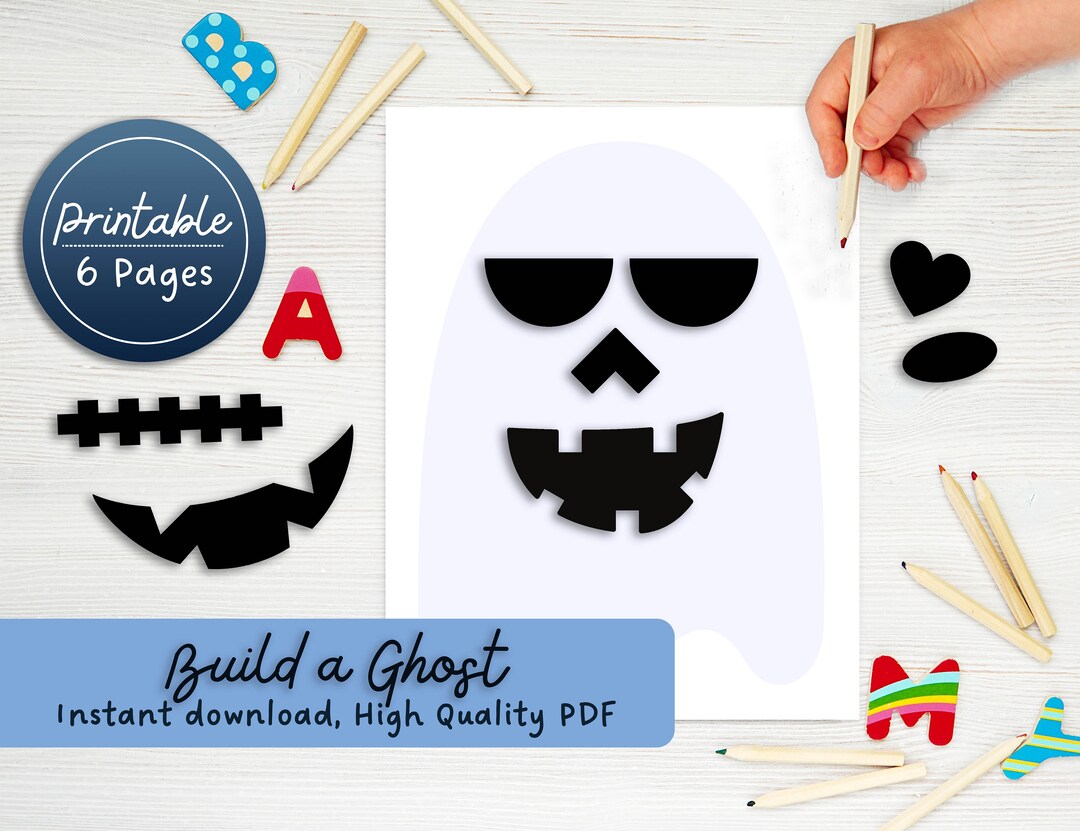 Build a Ghost | Cut and Paste Fall Activity Cutting Practice Toddler ...