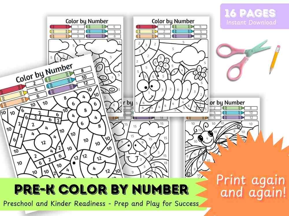 Beginner Color by Number Printable Worksheet, Educational Activities ...