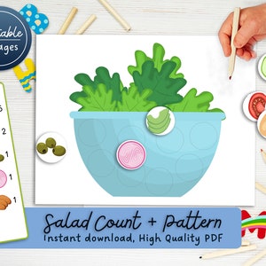 Salad Recipe Pretend Play | Pre-school Activity Counting Game Match ...