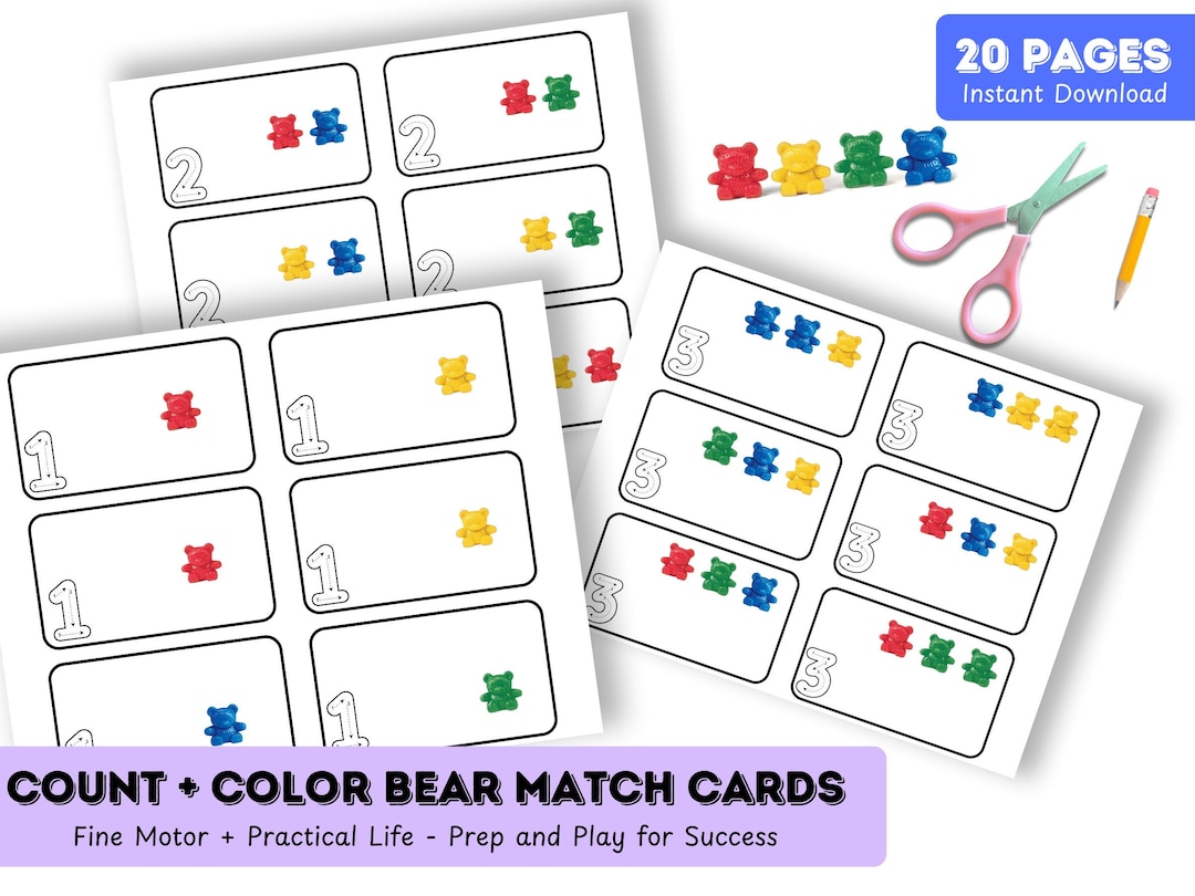 Count and Color Activity With Bear Counters Numbers 1-10, Matching ...