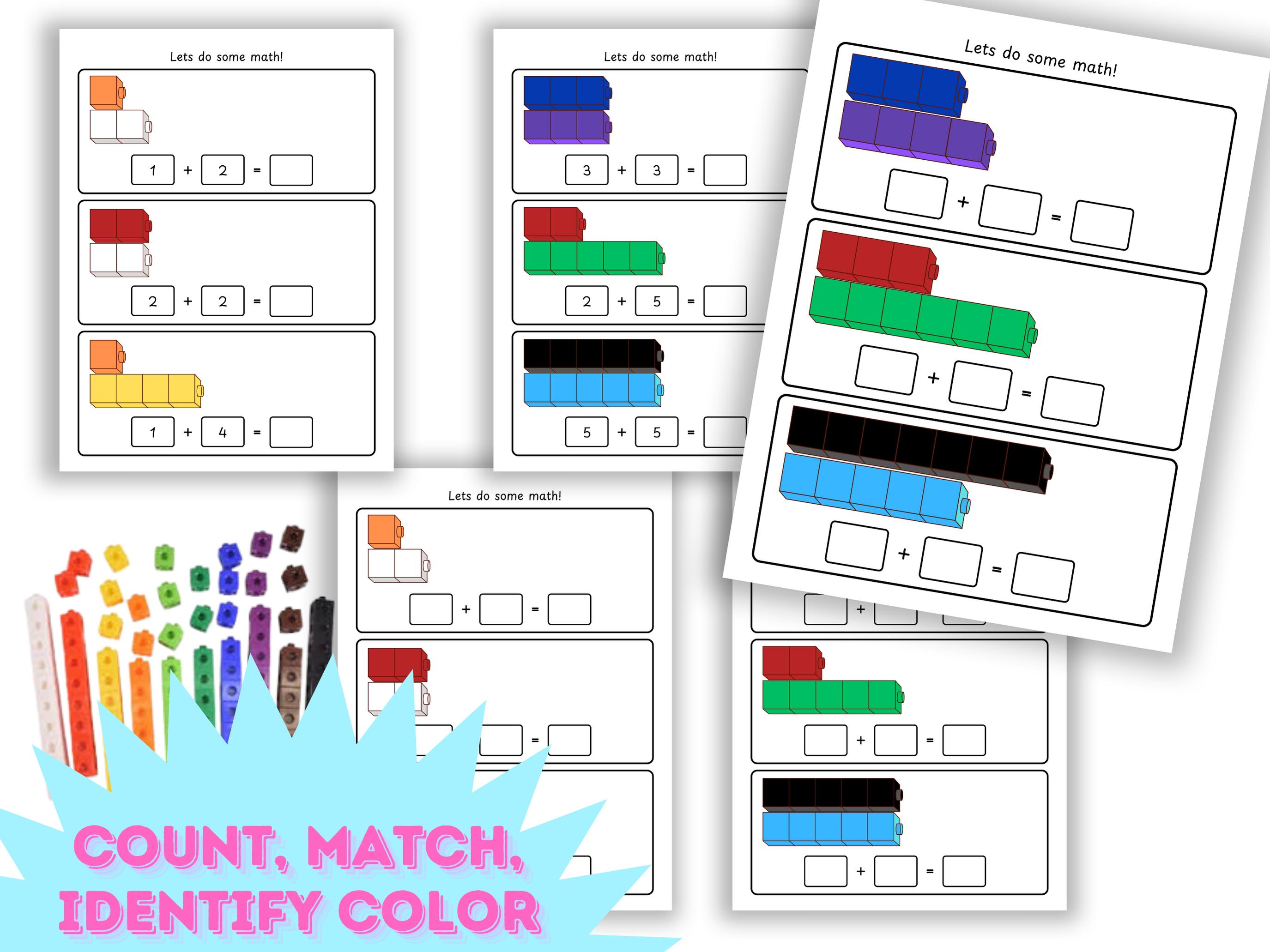 Addition With Snap Cubes 37 Cards, Math Centers, Counting Activity ...
