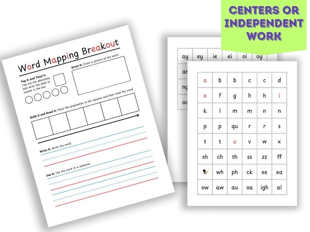 Orthographic Mapping Resource Sheets, Tap It, Graph It, Write It ...