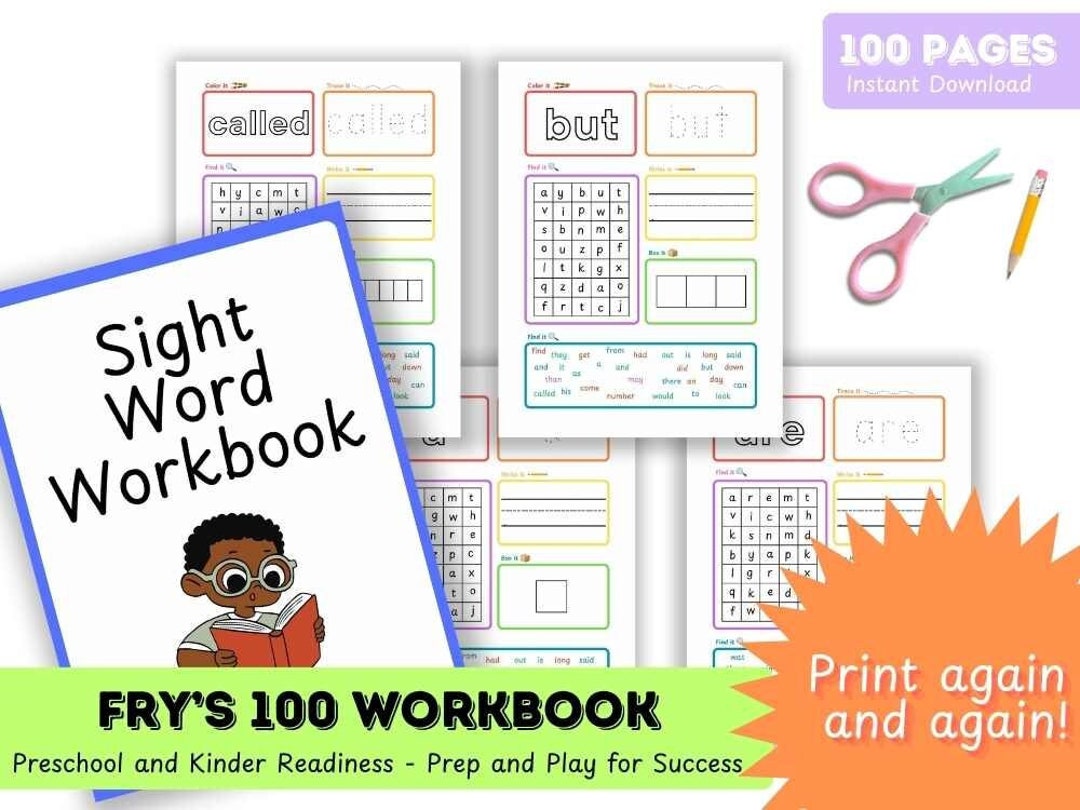 Sight Word Workbook | Fry's 100, Educational Activities Preschool ...