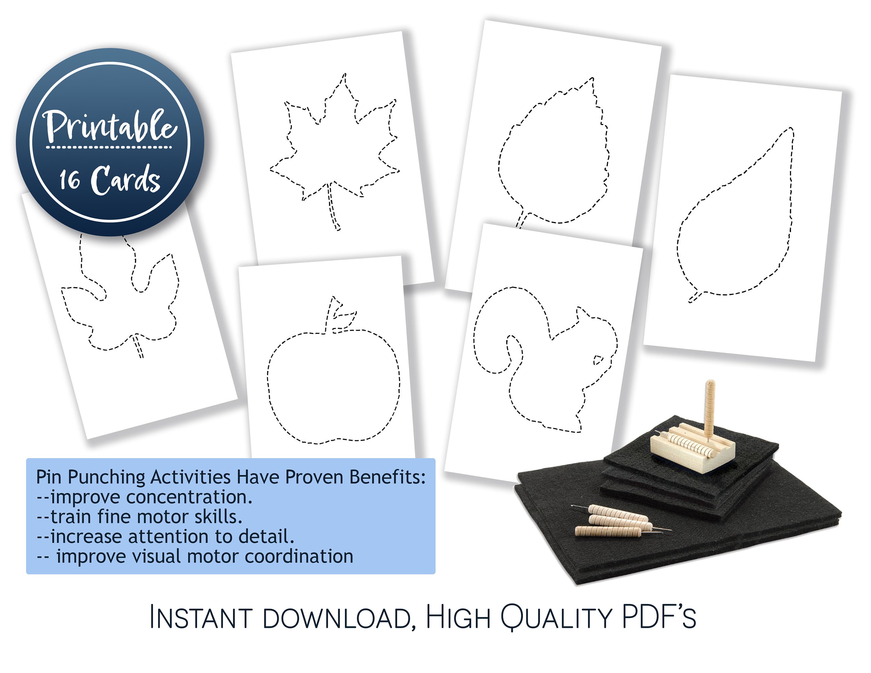 Montessori Fall Pin Punch Activity Fine Motor Preschool - Etsy