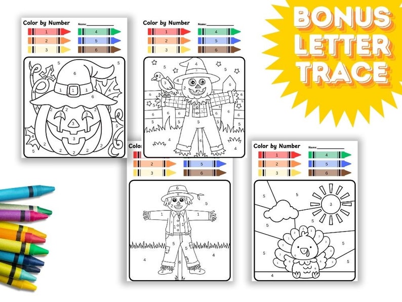 Pre-k Color by Number Printable Worksheet, Educational Activity ...