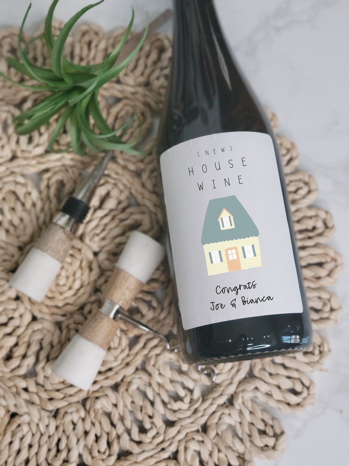 New House Wine Label, Personalized Housewarming Gift, Wine Labels, Gift ...