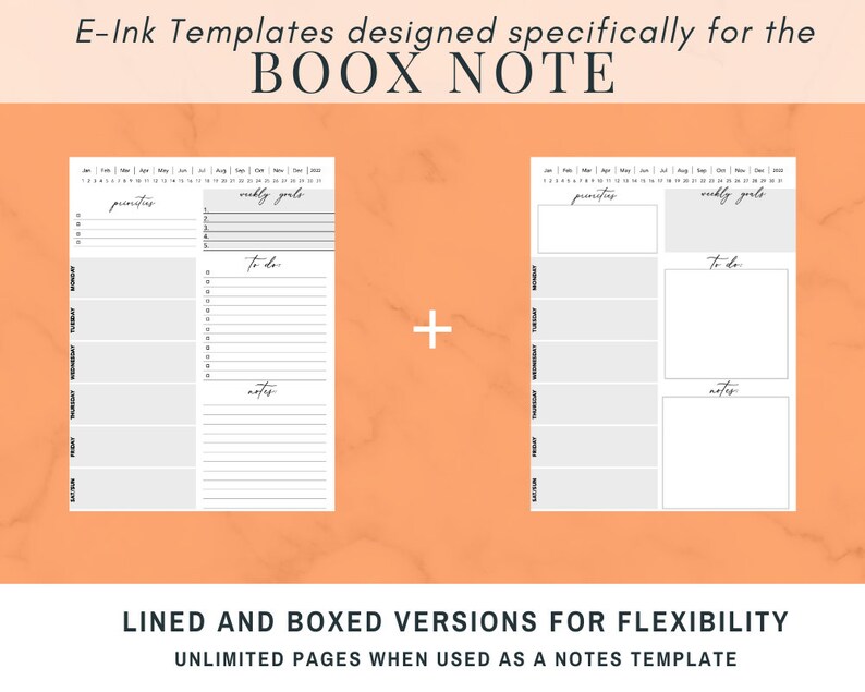 2022 Boox Note Template Weekly Planner EINK Template E Ink Etsy