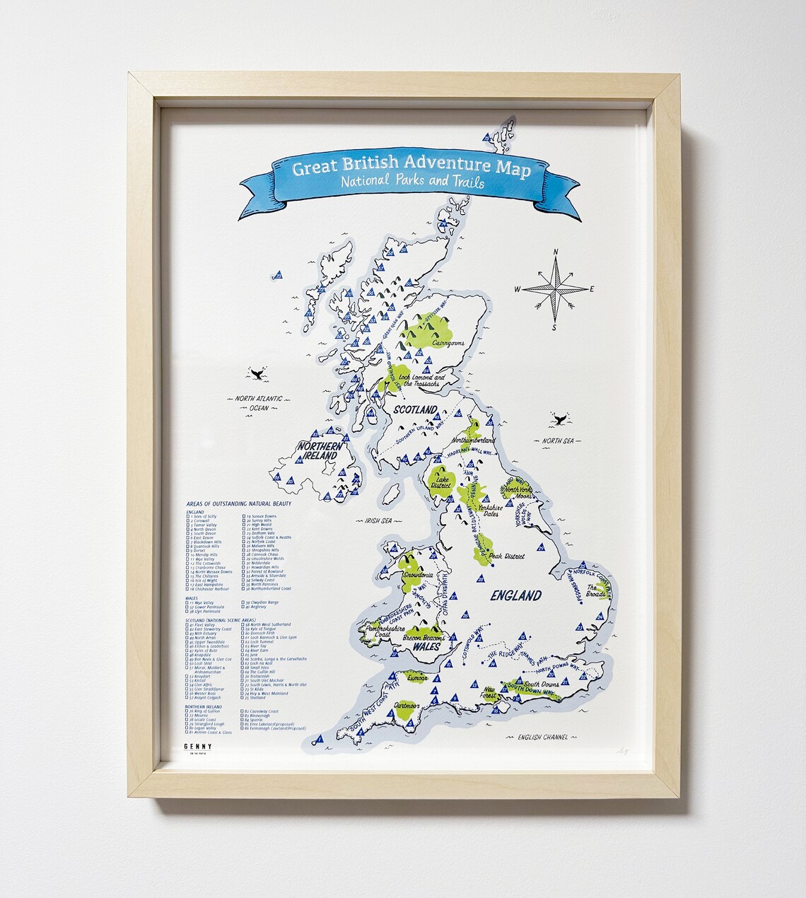 A3 Great British Adventure Map of National Parks and National Trails ...