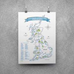 British Adventure Map: National Parks & Trails A3 Giclée Print - Etsy