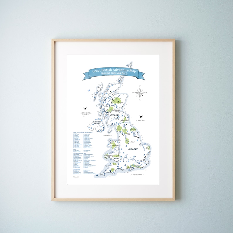 A3 - Great British Adventure Map of National Parks and National Trails ...