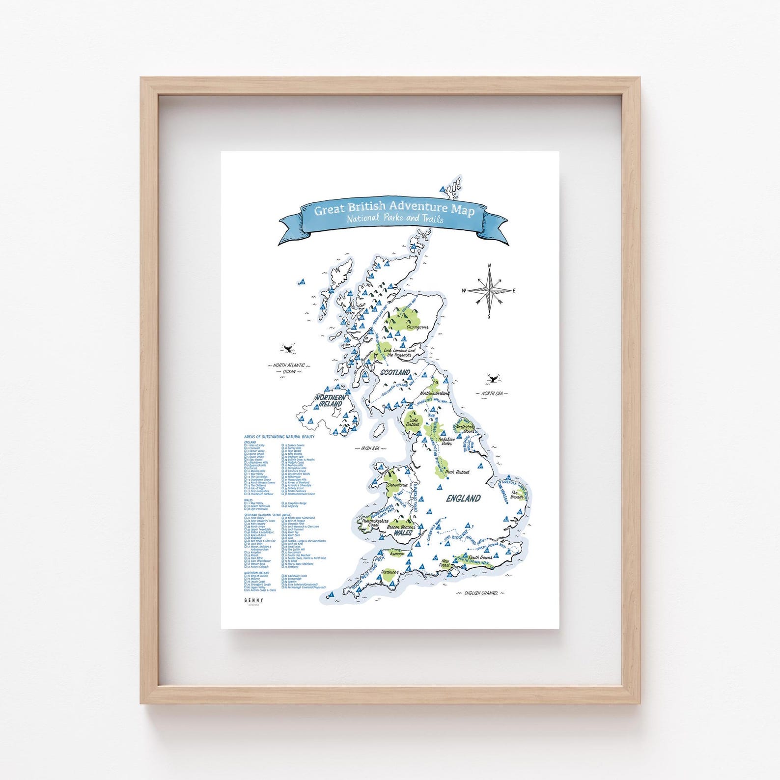 British Adventure Map: National Parks & Trails A3 Giclée Print - Etsy