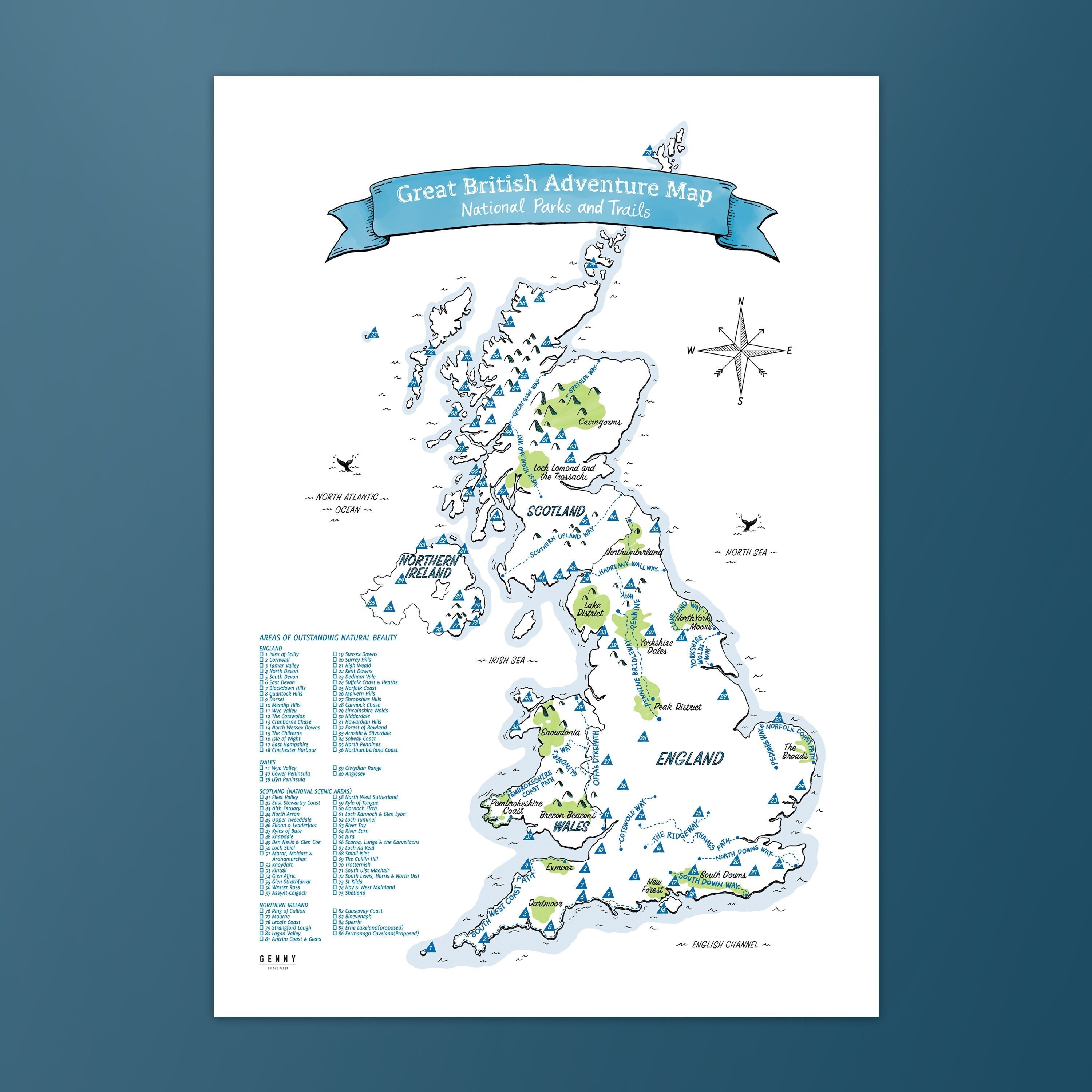 British Adventure Map: National Parks & Trails A3 Giclée Print - Etsy