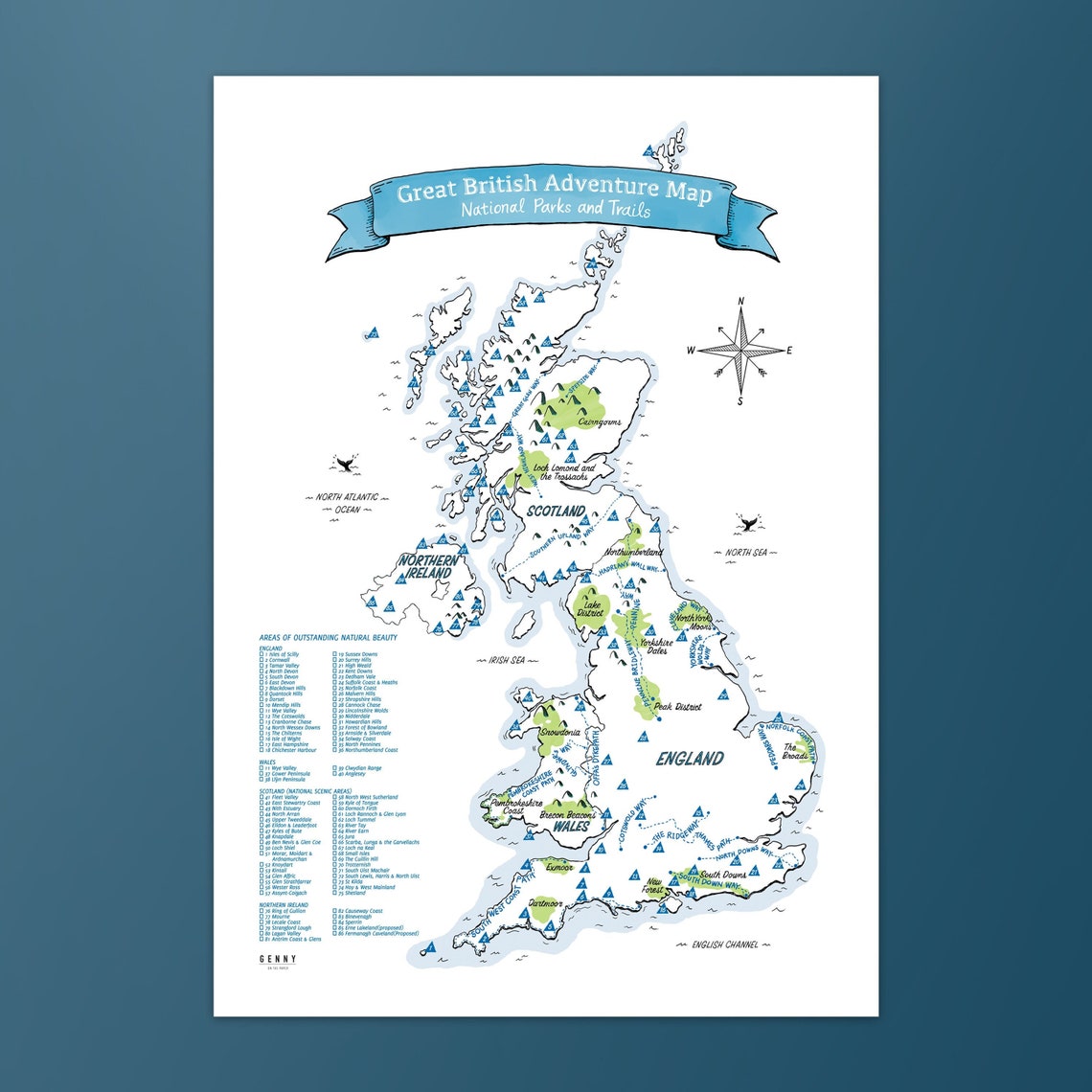 A3 Great British Adventure Map of National Parks and National Trails ...