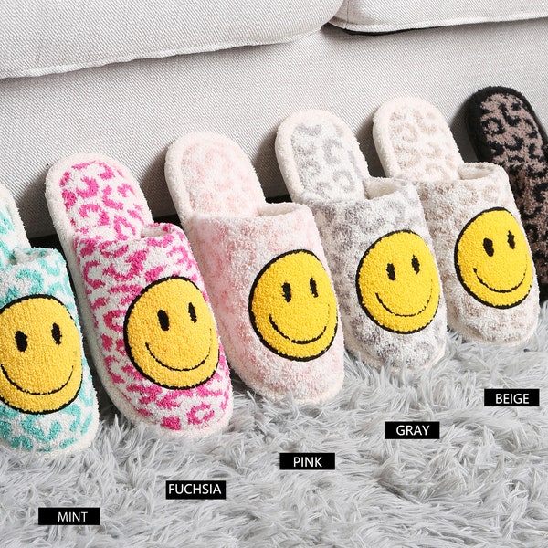 Smiley Face Slippers - Etsy