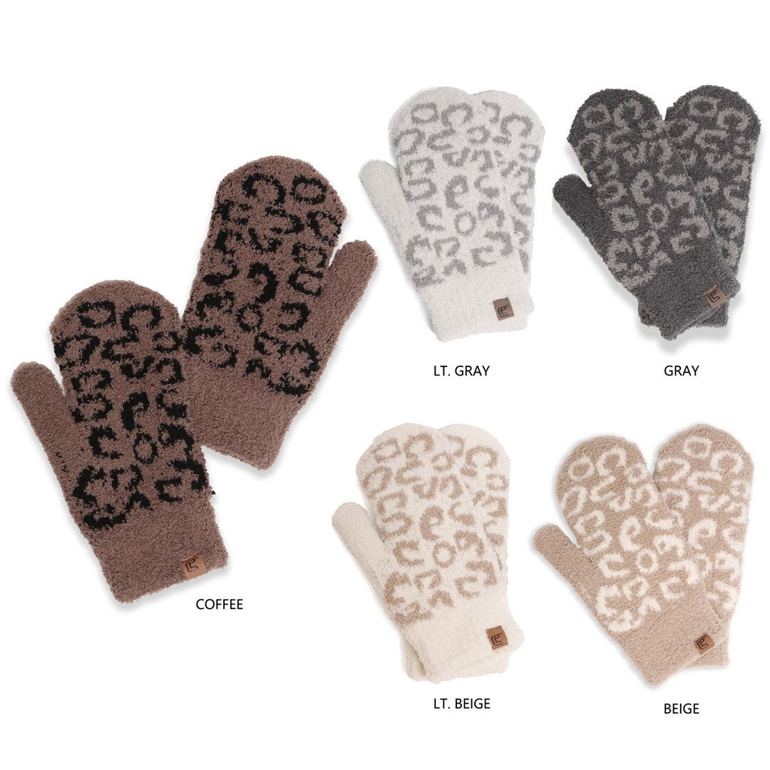 P/S New Super Soft/warm Mitten Leopard Gloves Women's Gloveswinter ...