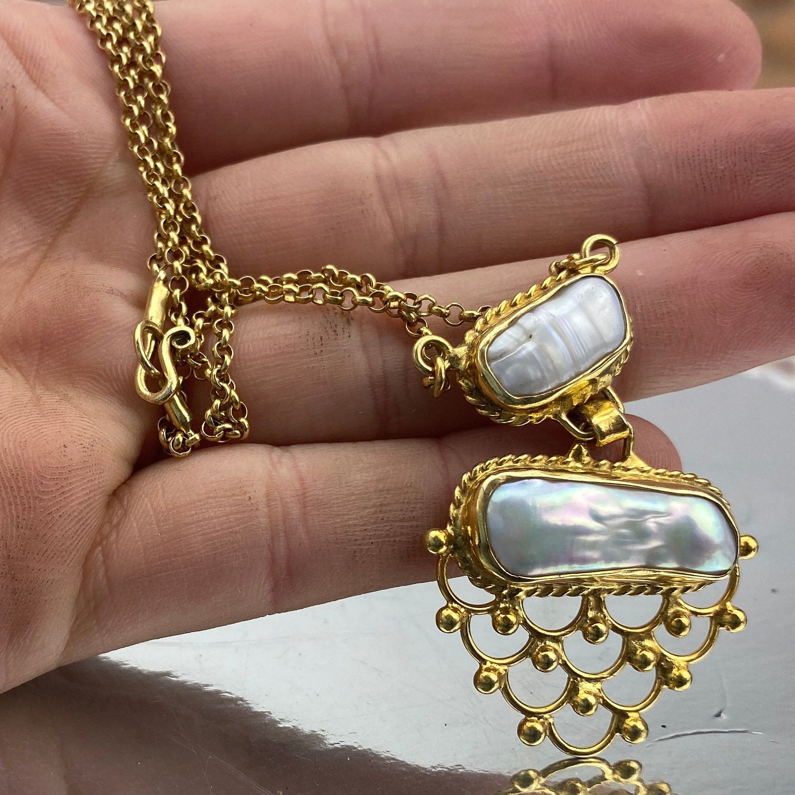 Sultan Pearl Large Necklace, 925 K Sterling Silver, Handmade Pearl ...