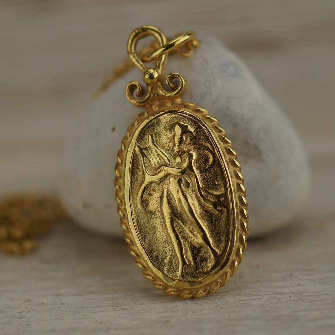 Sultan Roman Lyre Coin, Pendant Ancient Medallion, Gold Coin Necklace ...