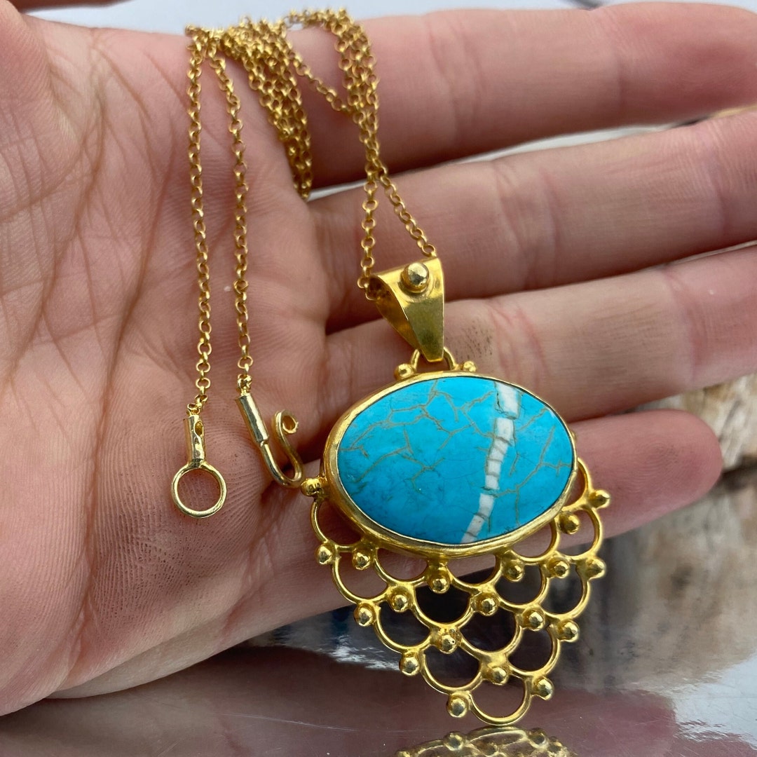 Sultan Turquoise Necklace , 925k Sterling Silver ,natural Persian ...