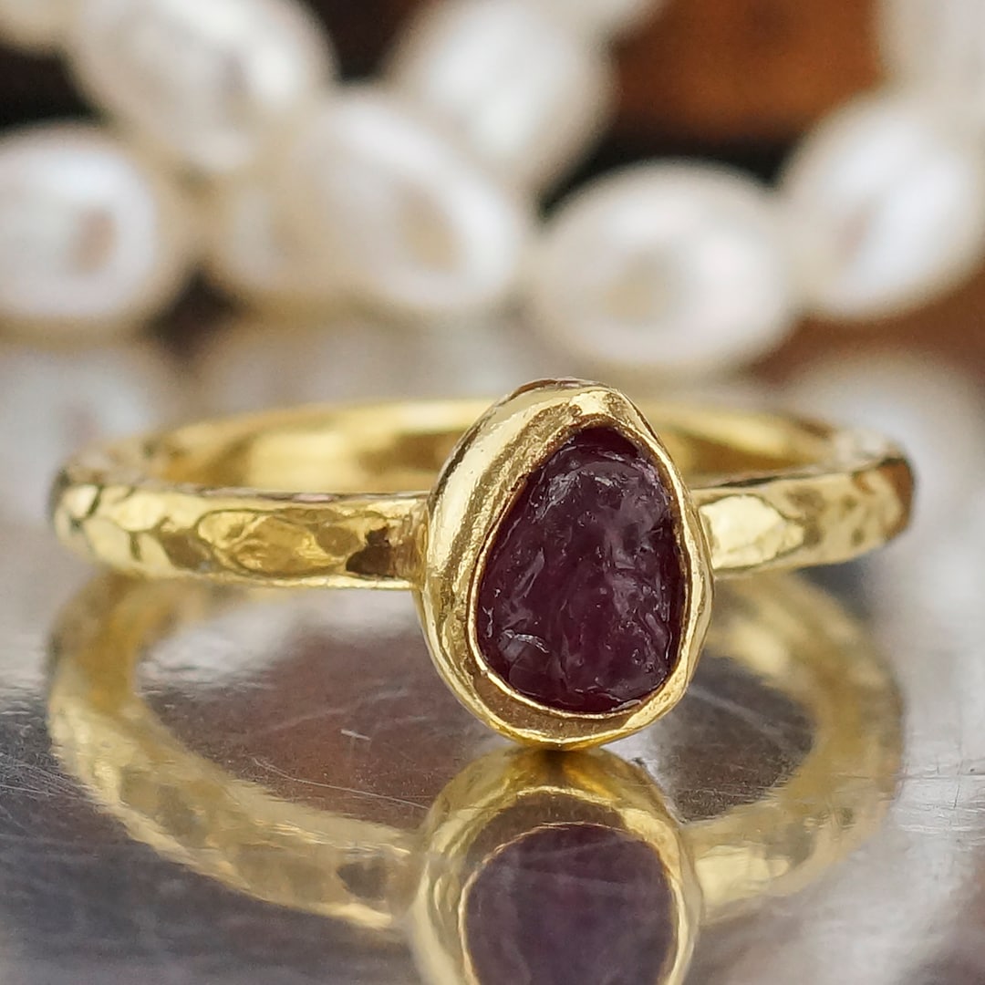 Sultan Natural Ruby Stone Ring Ancient Red Ruby Stack Ring 925 Sterling ...