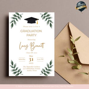 Editable Graduation Invitation Template Class of 2025, Printable Grad ...