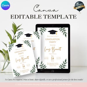 Editable Graduation Invitation Template Class of 2025, Printable Grad ...