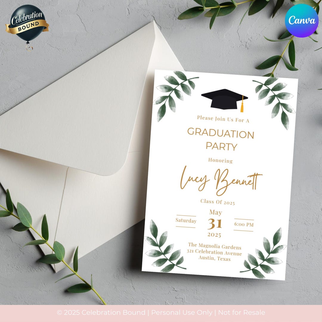 Editable Graduation Invitation Template Class of 2025, Printable Grad ...