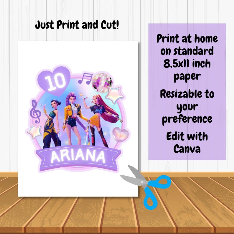 Editable K-pop Demon Hunters Printable Birthday Cake Topper, Printable ...