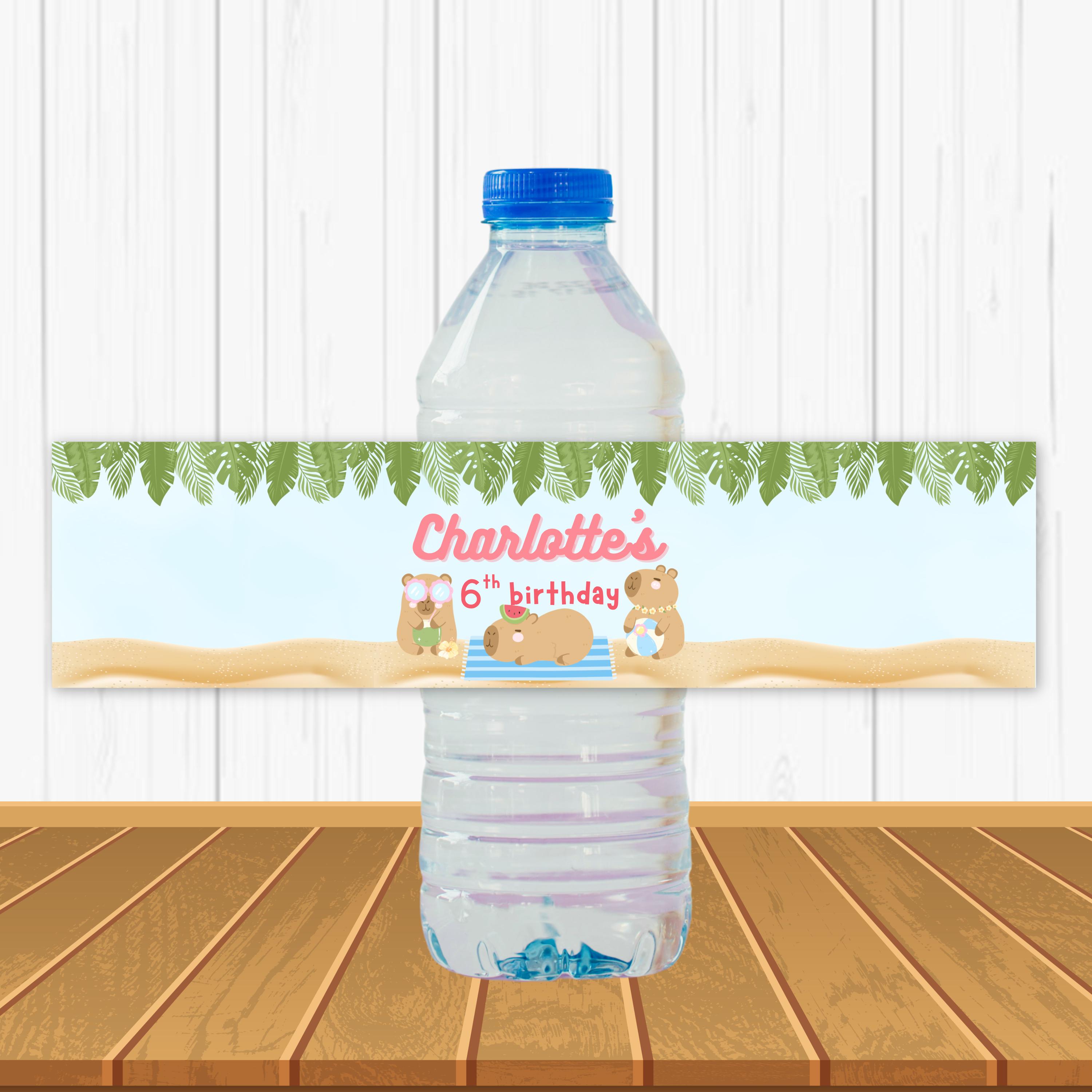 Editable Capybara Party Water Bottle Label, Capybara Birthday Party ...