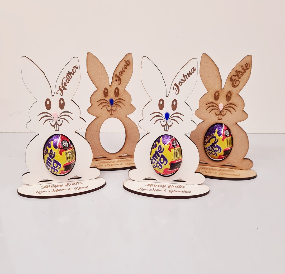 Personalised Novelty Easter Egg Bunny Rabbit Holder. Creme Holder ...