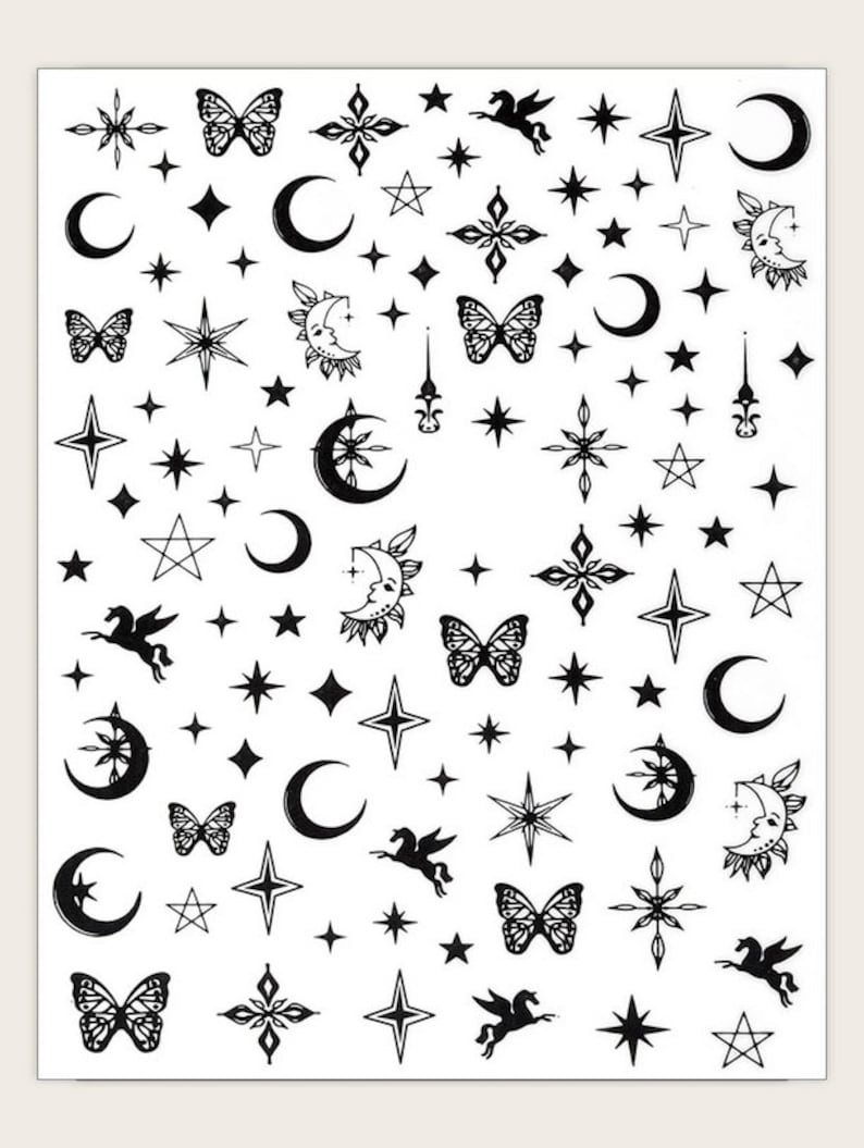 Witchy Weird Nail Decal /moon Star Witch Nail Sticker/ Tarot - Etsy