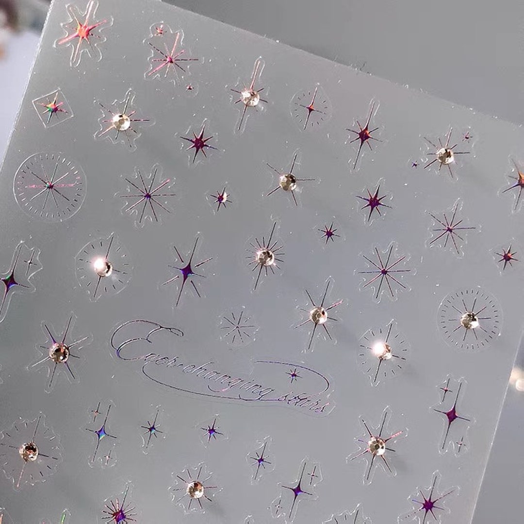 Sparkling Star Silver Bling Bling Nail Sticker Decals/ Nails Art/ 2 ...