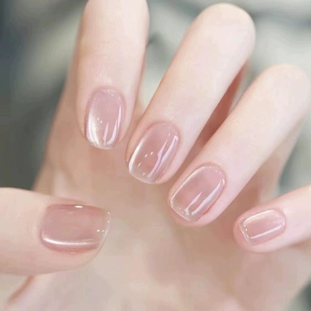 Moonlight Glass Translucent New Cat Eye Nail Press On/ False Acrylic ...