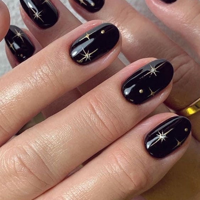 Gold Star Twinkle Nails - Etsy UK