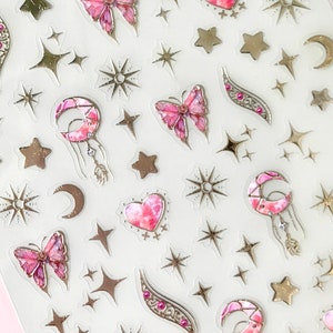 Sailor Moom Magic Moon Nail Sticker Decal/ Cute Gold Foil Pink Nail Art ...