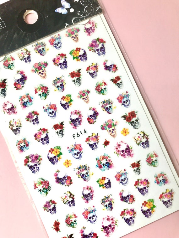Skeleton Skull Halloween Nail Sticker Decal/ Calavera Mexico/ - Etsy