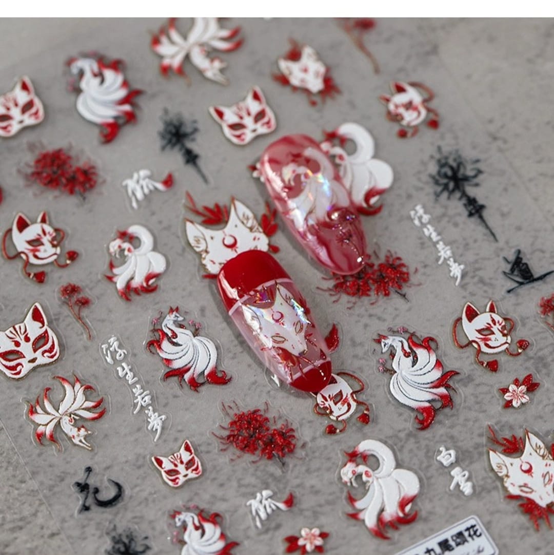 Japanese Fox Nail Sticker/ Nail Adhesive DIY - Etsy