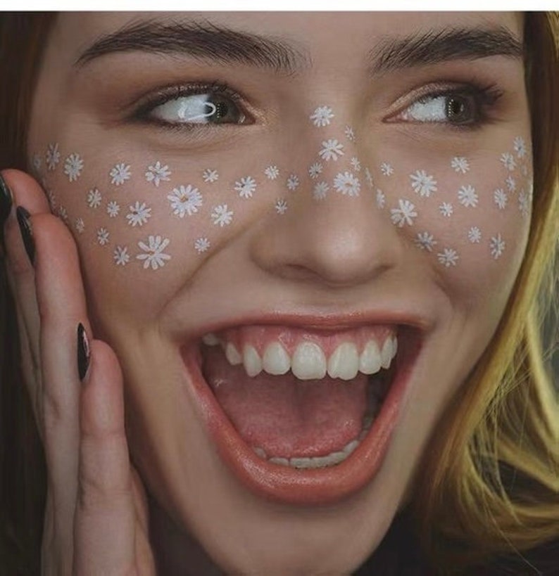Daisy Face Tattoo Makeup/ Temporary Flower Fake Freckles/ Party ...
