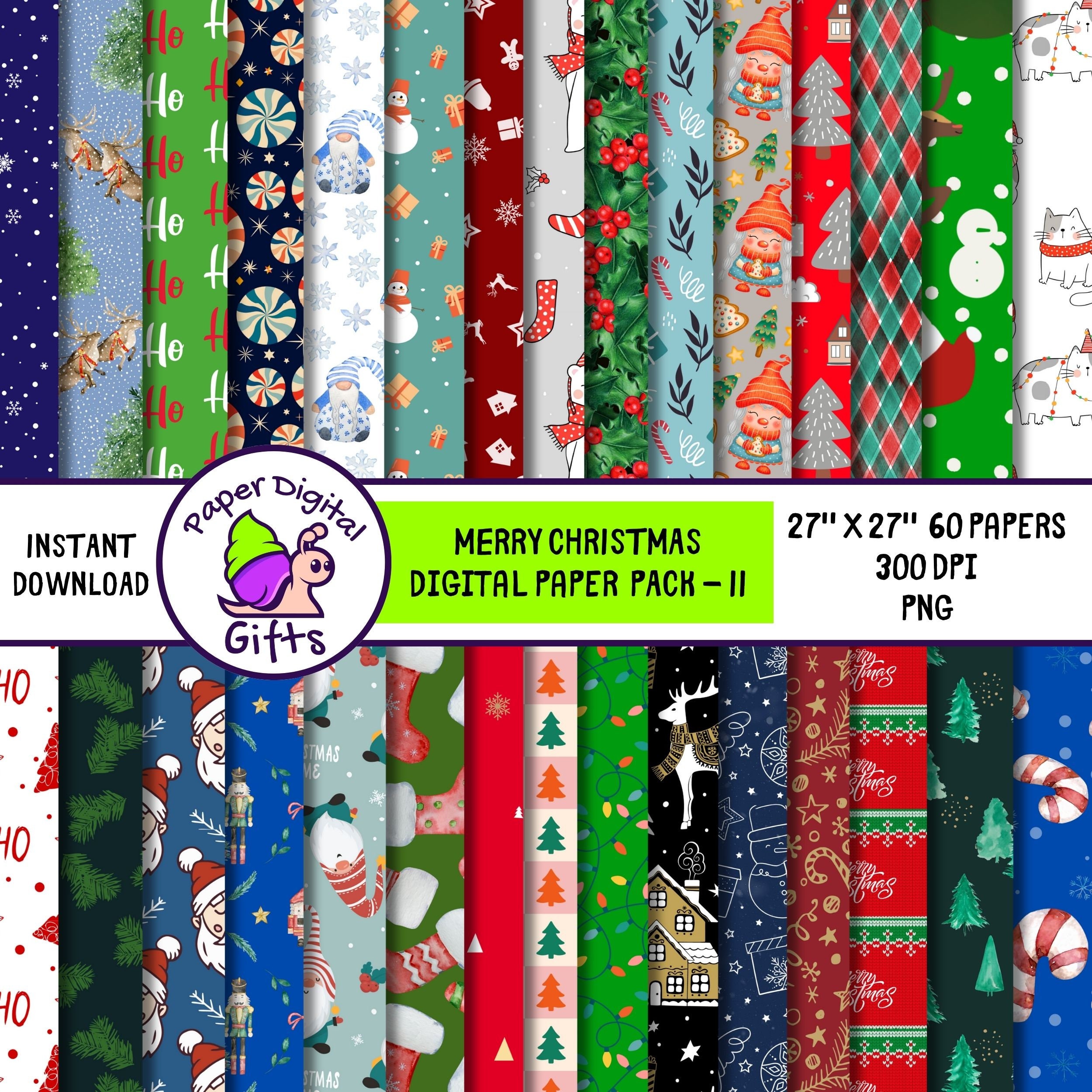 60 Christmas Digital Paper Christmas Printable Paper - Etsy