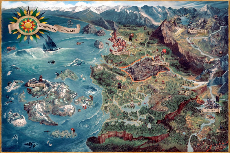 The Witcher 3 World Map Northern Kingdoms Canvas Poster | Etsy