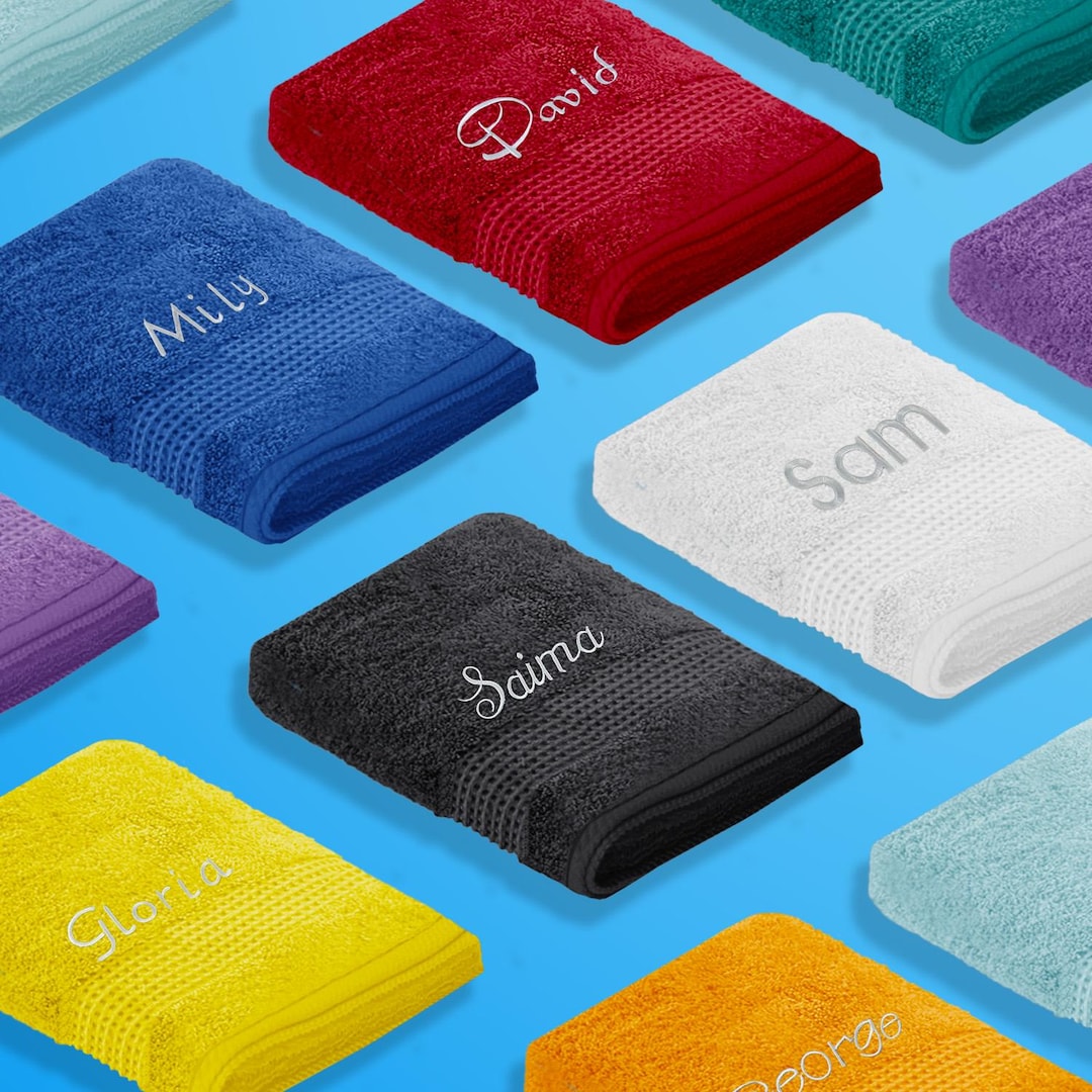 Personalised Towels Custom Embroidery 100% Egyptian Cotton Premium ...