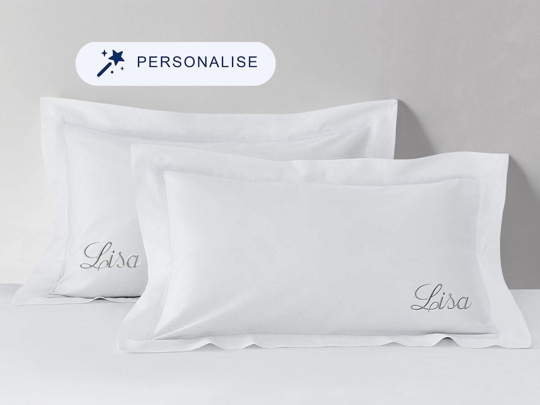 Personalised Embroidered Pillowcase Pair With Custom Text, Quote or ...